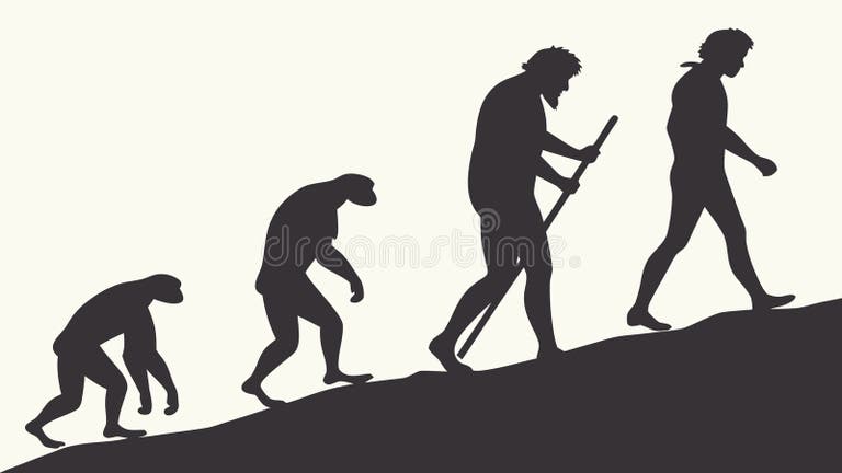 Human Evolution Stages Silhouette, Progress and Development, Vector Design Generative AI Stock ...