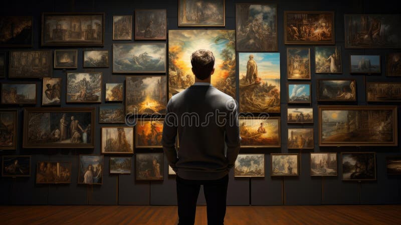 A Human Examines AI-generated Artwork Stock Image - Image of simulation ...