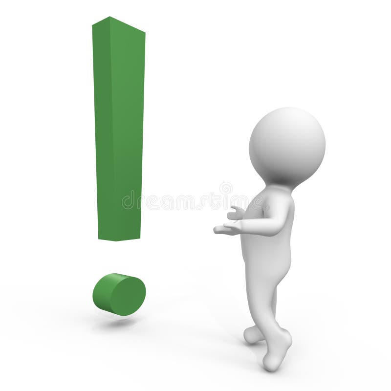 A Human with an Exclamation - a 3d Stock Illustration - Illustration of ...