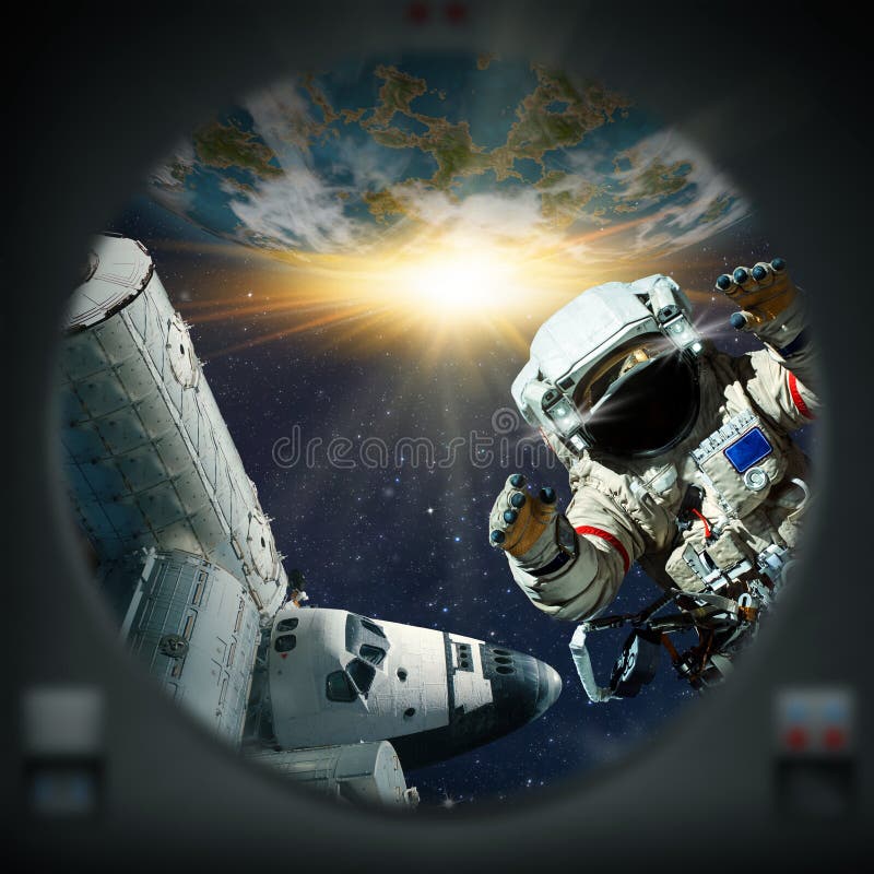 Space Shuttle Astronaut Looking Into Window