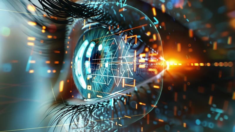 Human Eye Analyzing Data through Neural Enhancement Technology Stock ...