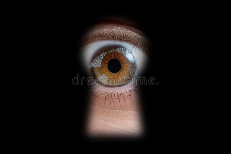 Man Looking through Keyhole Stock Photo - Image of hiding, looking ...