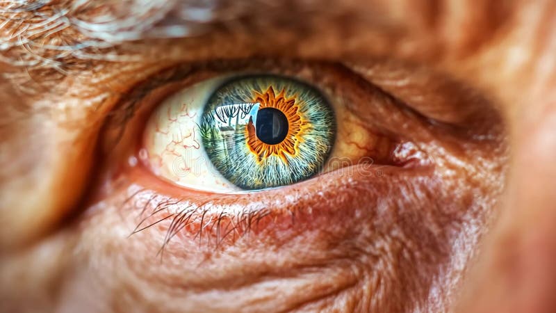 Human Eye Blinking and Staring into Camera. Macro Detail of Iris ...