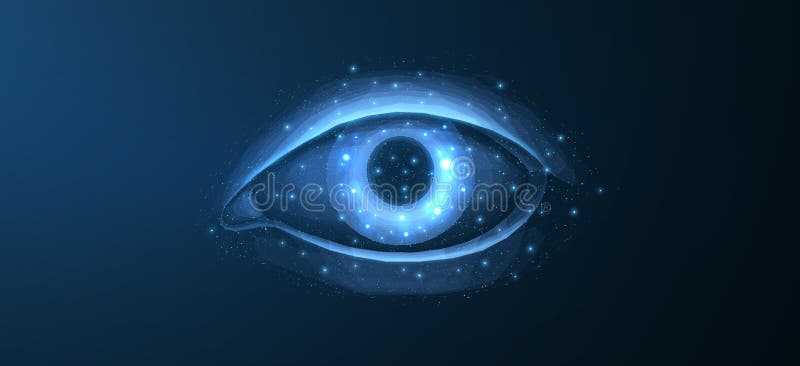 Human Eye on Blue Background. Ophthalmology Concept, Eye Technology ...
