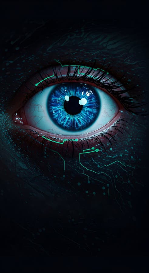 Human Eye with Bright Iris and Digital Enhancement. Biometric ...