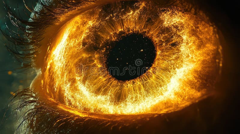 Human Eye Burning with Intense Fire Abstract Vision Stock Illustration ...