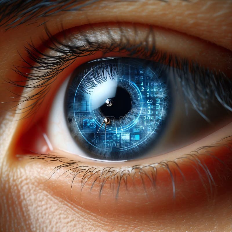 Human Eye Close Up with Digital Infographic Reflection in it Stock ...