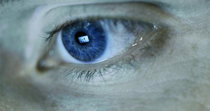 Human Eye Closeup with Computer Screen Reflection Stock Video - Video ...