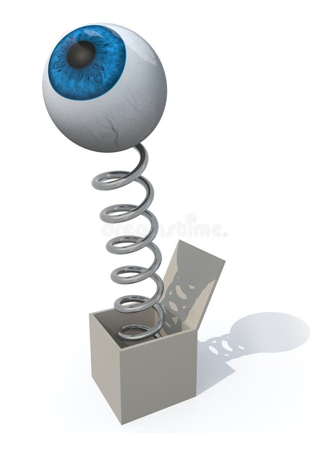 Human Eye Comes Out of a Box with a Spring Stock Illustration ...