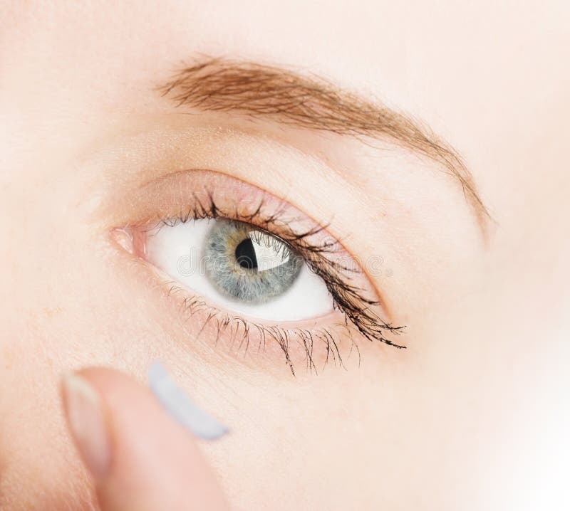Human eye and contact lens stock image. Image of eyesight - 92100893