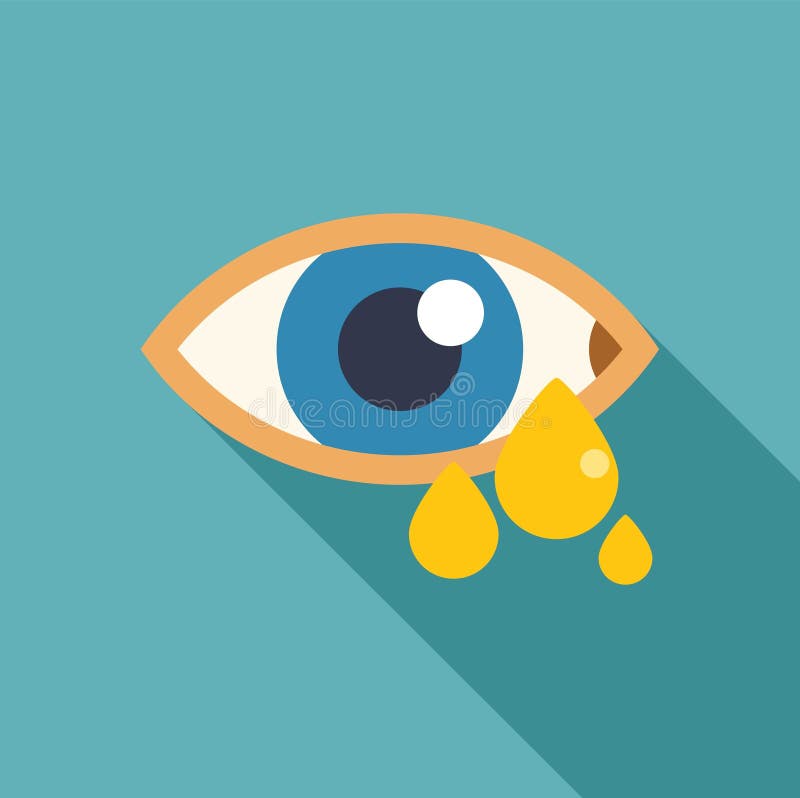 Human Eye Crying Yellow Tears with Long Shadow Stock Illustration ...