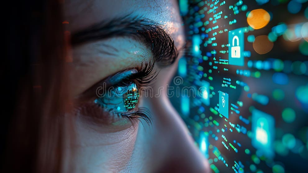 Human Eye with Cybersecurity Data Encryption Visualization Stock ...