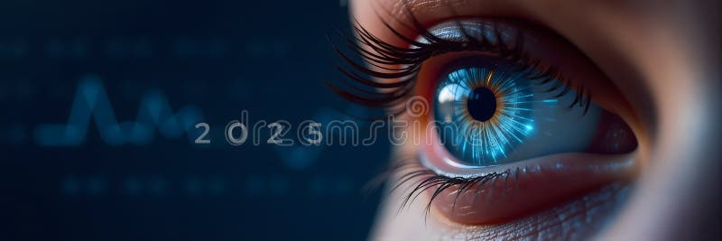Human Eye with Digital Data in the Iris and 2025 Text, Technology ...