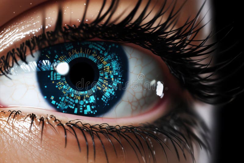 Human Eye with Digital Implant, Concept of Enhanced Reality and Digital ...