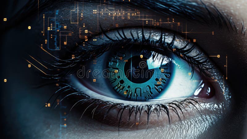 Human Eye with Digital Iris AI Generated Stock Image - Image of eyelash ...