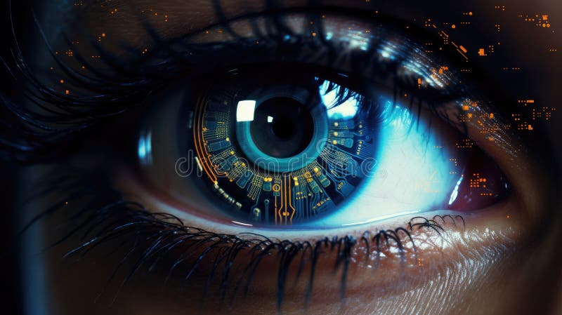Human Eye with Digital Iris AI Generated Stock Illustration ...