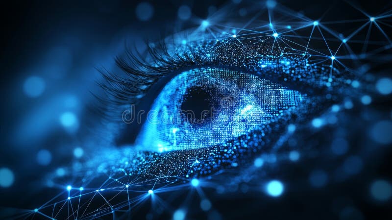 Human Eye with Digital Network and Glowing Particles, Concept of Vision ...