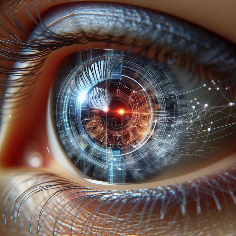 A Human Eye with a Digital Overlay, Representing Augmented Reality or ...