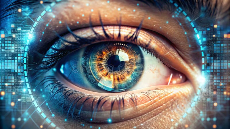 Human Eye with Digital Pixels Suggesting Themes Stock Illustration ...