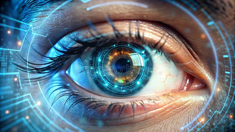 Human Eye with Digital Pixels Suggesting Themes Stock Illustration ...