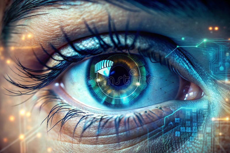 Human Eye with Digital Pixels Suggesting Themes Stock Illustration ...