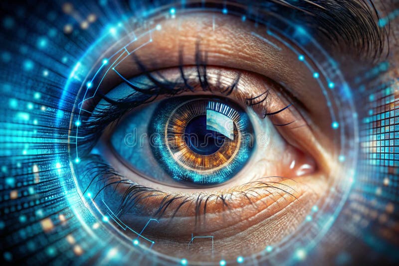 Eye with Digital Pixels Suggesting Themes of Technology and ...