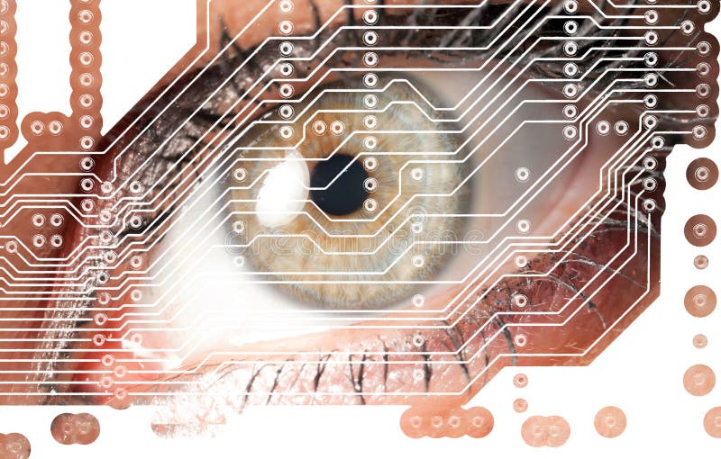 Human Eye and Electronic Board Stock Illustration - Illustration of ...