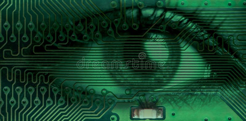 Human Eye and Electronic Board Stock Illustration - Illustration of ...