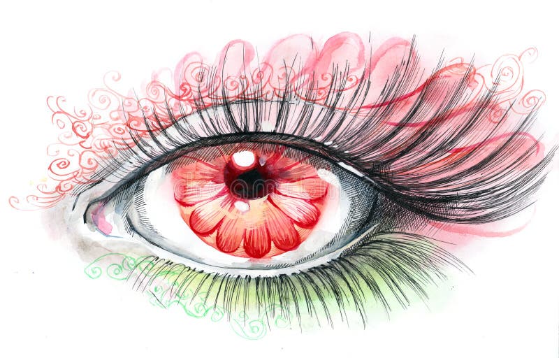 Human eye with flower stock illustration. Illustration of head - 21931813