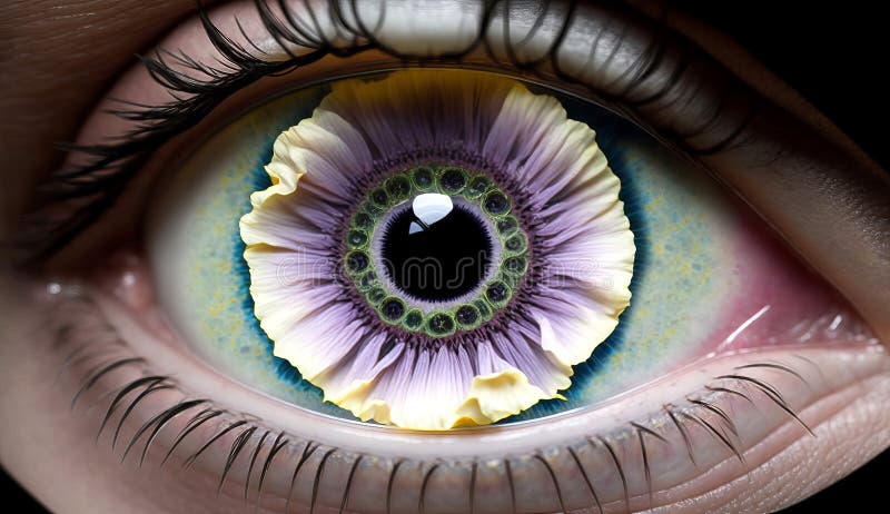 The Human Eye with a Flower instead of an Iris Stock Illustration ...