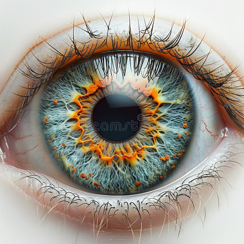 A Human Eye in Front of a White Background, in the Style of Light Green ...