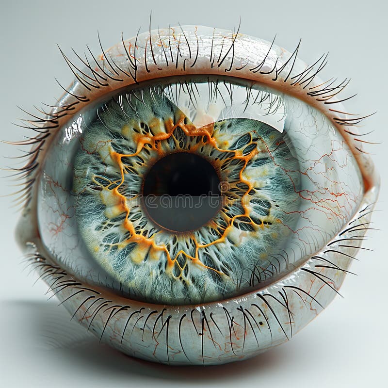 A Human Eye in Front of a White Background, in the Style of Light Green ...