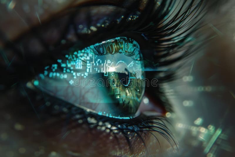 Woman Eye Reflecting Futuristic Digital Interface Hud Stock Image ...