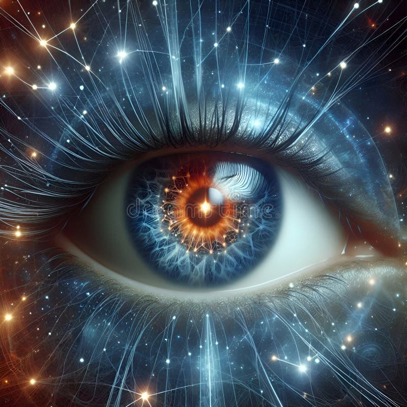 Human Eye with Galaxy Inside. Future Concept Generative Ai Stock ...