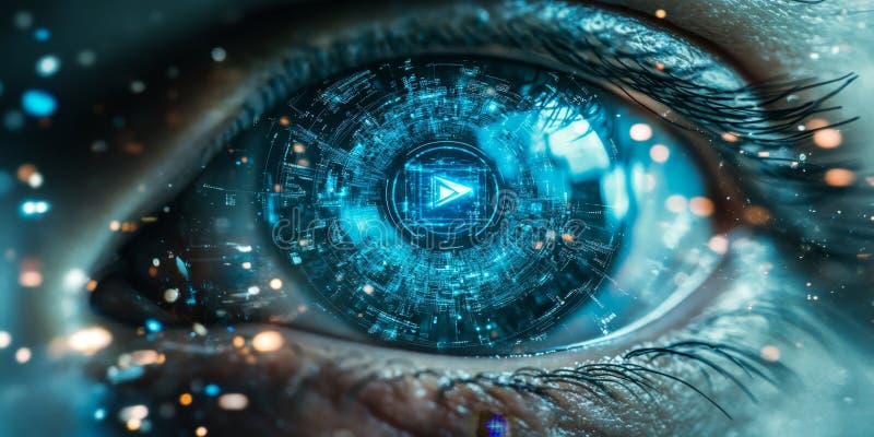 Human Eye, Gaze Deep into Digital World, Futuristic Network Interface ...