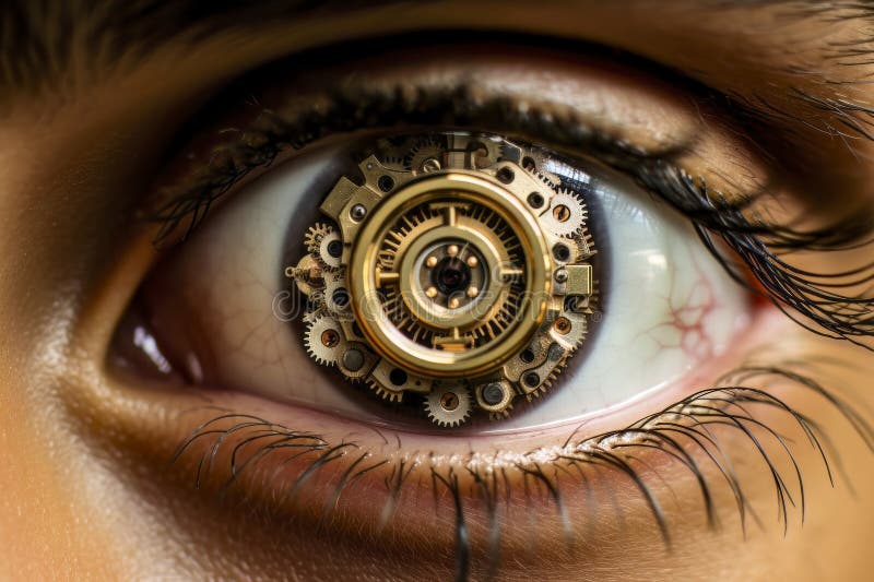 Human Eye with Gears in the Pupil Stock Illustration - Illustration of ...