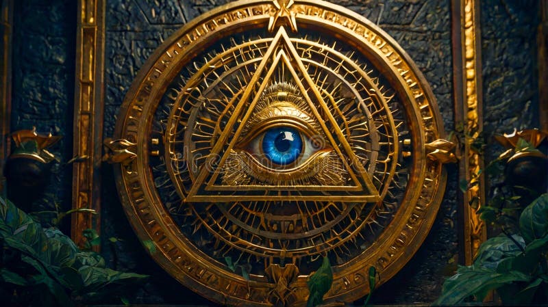 Human Eye in a Golden Pyramid Stock Illustration - Illustration of ...