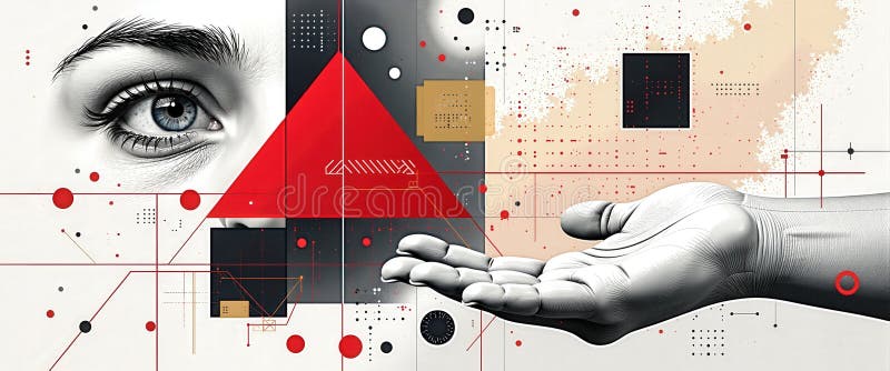 Human Eye and Hand with Abstract Digital Interface, Technology Concept ...