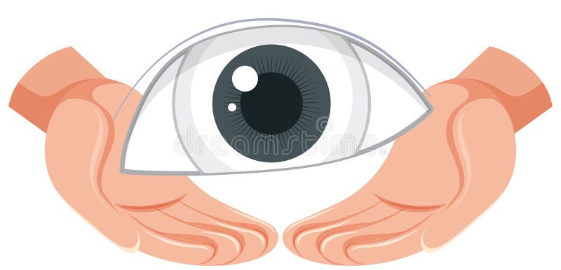 Human Eye on Hands in Cartoon Style Stock Vector - Illustration of clip ...