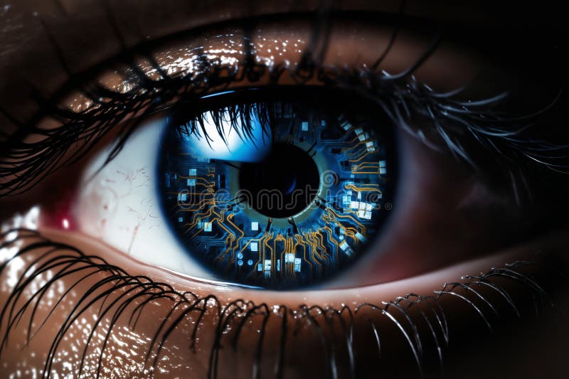 Human Eye with an Implant in the Form of a Computer Digital Board ...