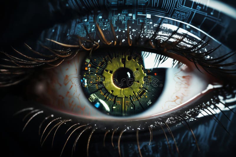 Human Eye with an Implant in the Form of a Computer Digital Board ...