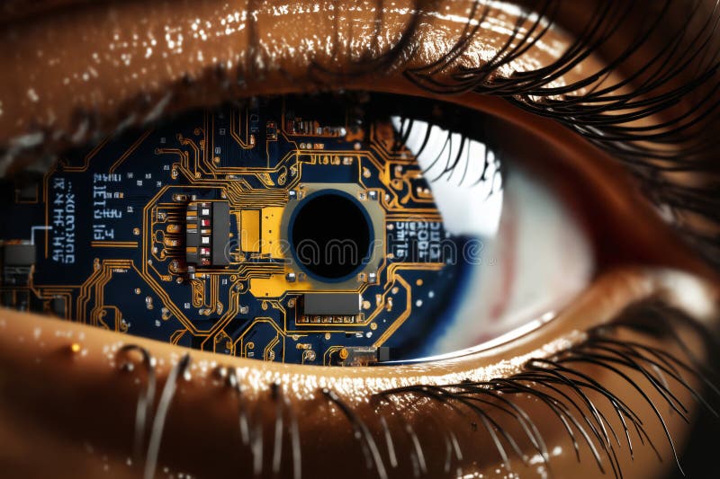 Human Eye with an Implant in the Form of a Computer Digital Board ...