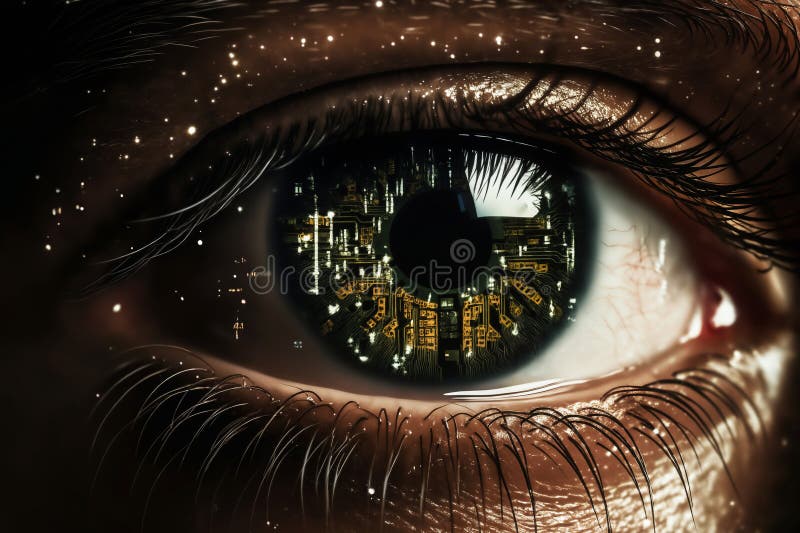 Human Eye with an Implant in the Form of a Computer Digital Board ...
