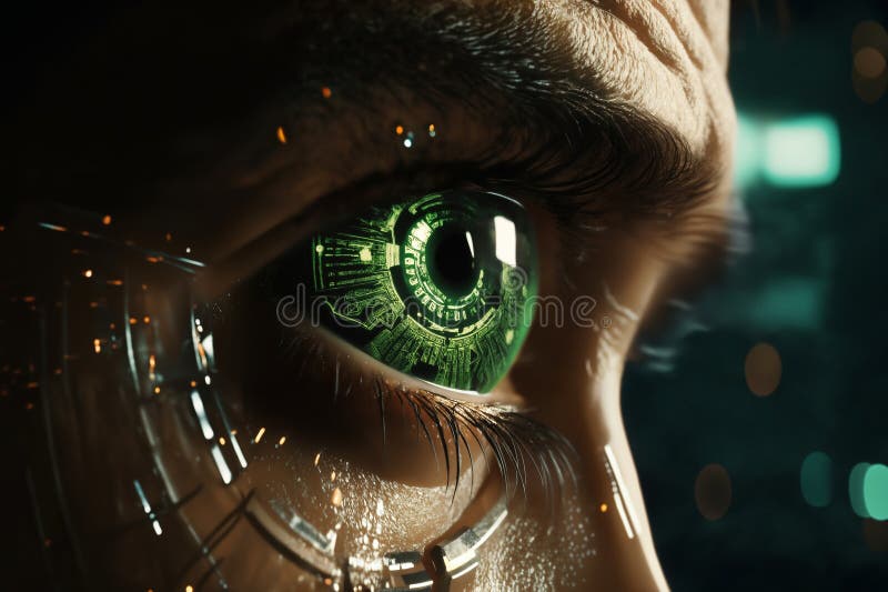 Human Eye with an Implant in the Form of a Computer Digital Board ...