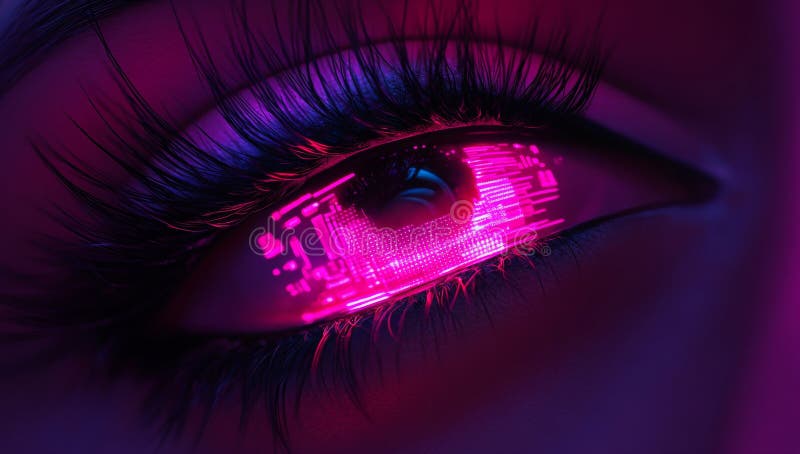 A Human Eye with Integrated Digital Interface Elements, Showcasing a ...