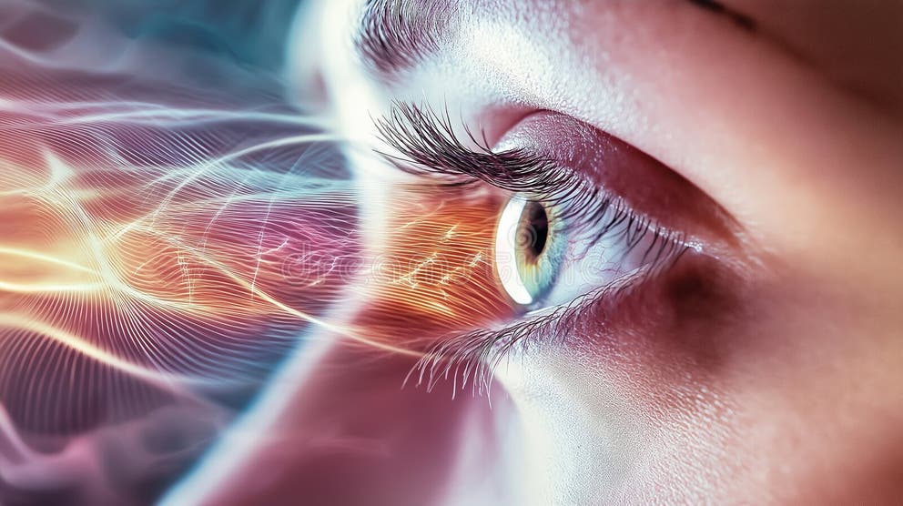 Human Eye and Light Waves, Visual Information Stock Image - Image of ...