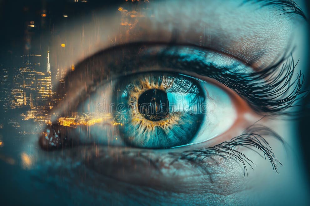 Human Eye and Light Waves, Visual Information Stock Image - Image of ...