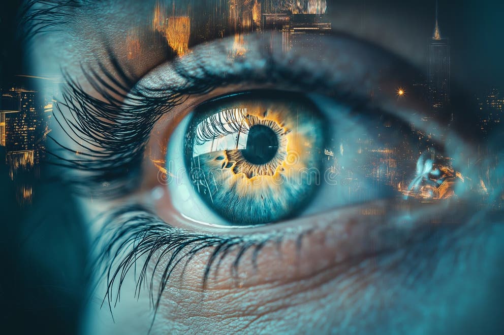 Human Eye and Light Waves, Visual Information Stock Image - Image of ...