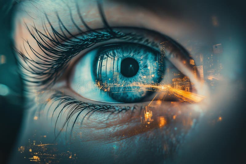 Human Eye and Light Waves, Visual Information Stock Image - Image of ...