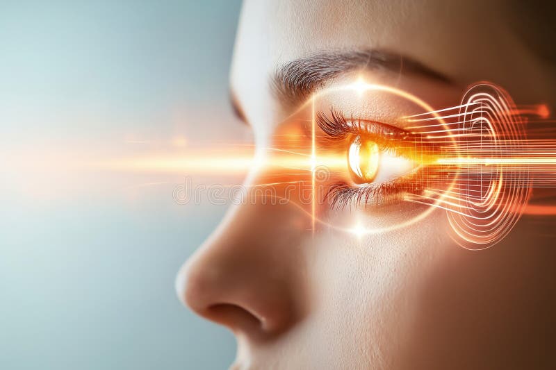 Human Eye and Light Waves, Visual Information Stock Image - Image of ...